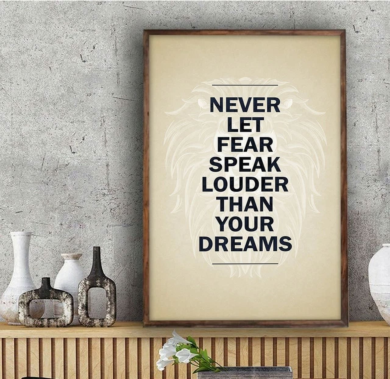 Lion Motivational Inspiration Quotes Poster Never Let Fear Poster Lion ...