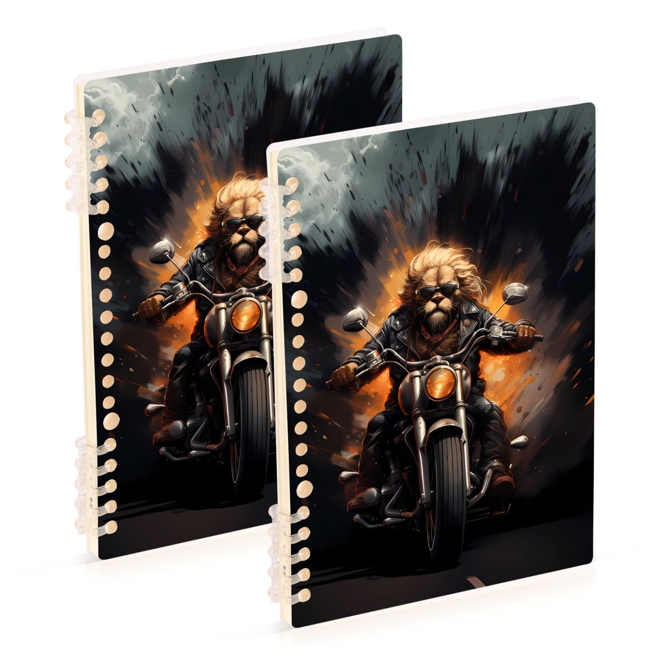 Lion Motorcycle Fire Ring Binder Notebook Journey Note Diary College ...