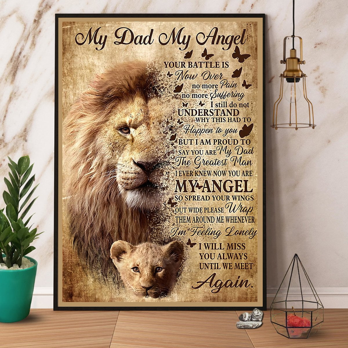 Lion My Dad My Angel Father Gift Paper Poster No Frame Matte Wall Art ...