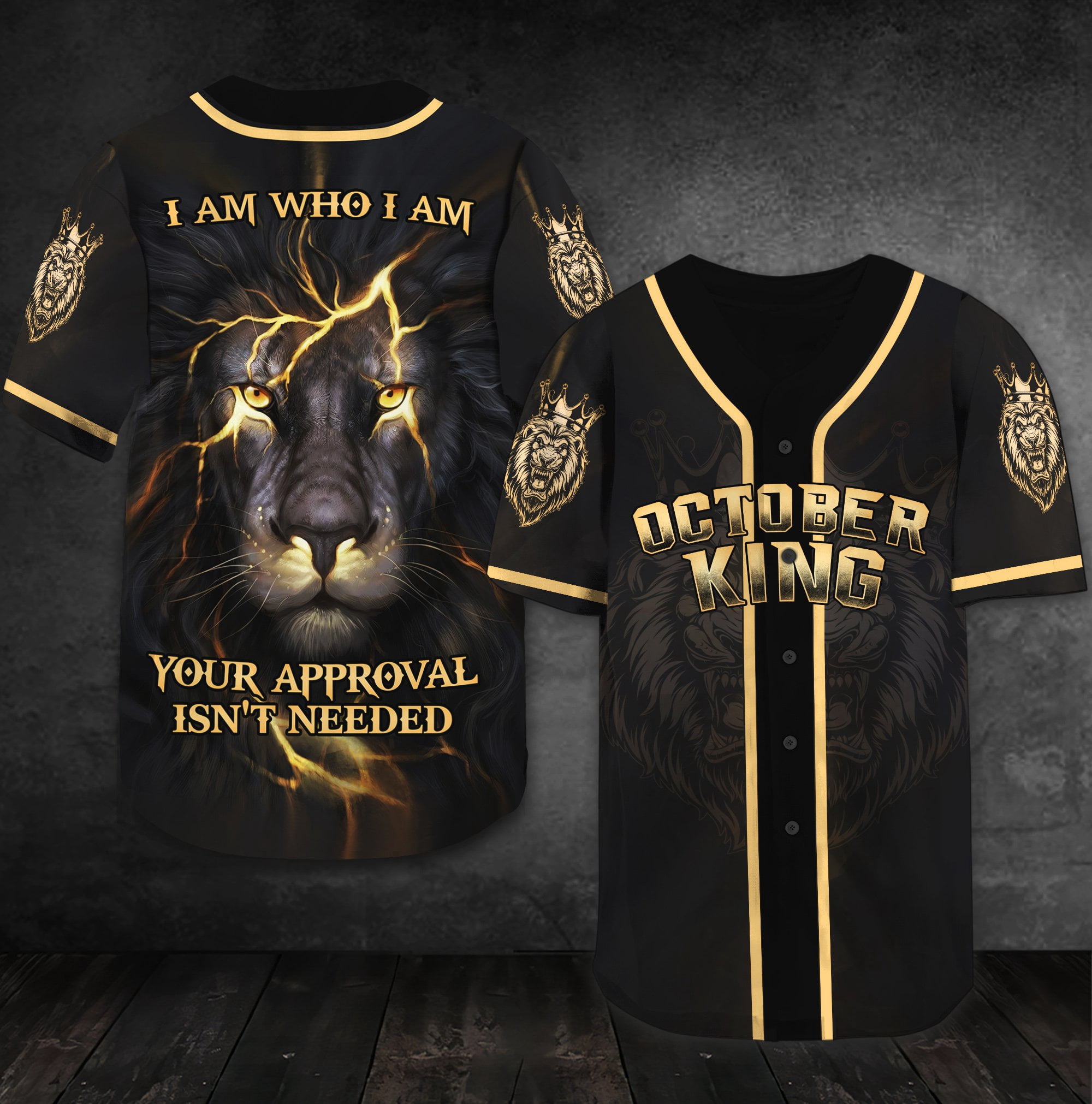 Lion October King I Am Who I Am Baseball Jersey Sunny Shirt - Walmart.com