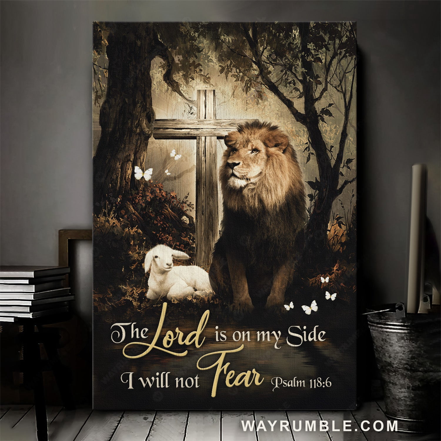 Lion Of Judah, Lamb Of God, Wooden Cross, White Butterfly, The Lord Is ...