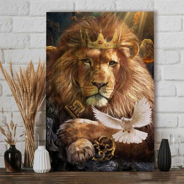 Lion Of Judah White Dove Poster Home Decor, Vintage Art Print, Haging ...