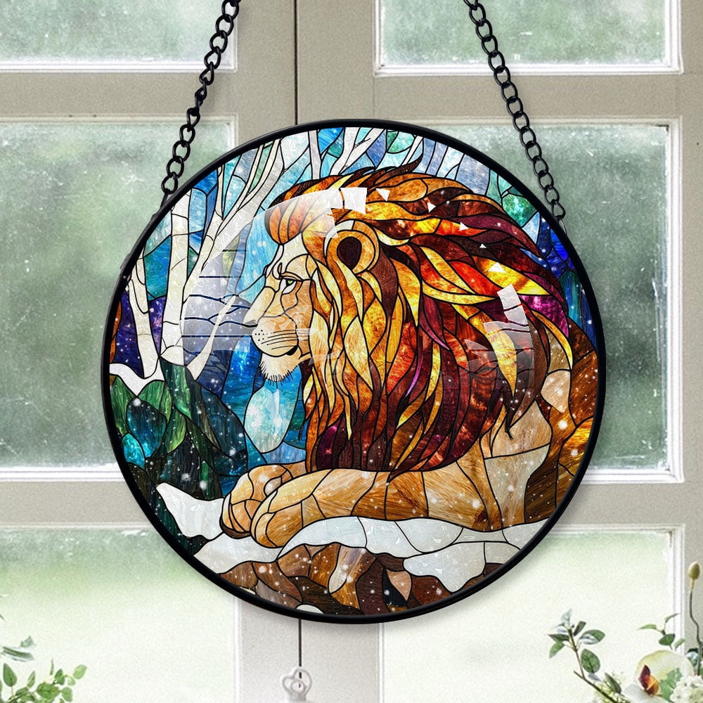 Lion Ornament, Lion Stained Glass Window Hangings, Lion Christmas, Lion ...