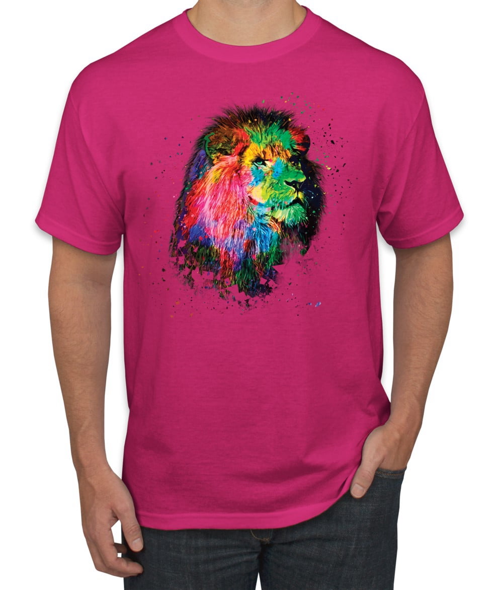 Lion Paint Art Splatter Abstract Art Animal Lover Men's Graphic T-Shirt ...