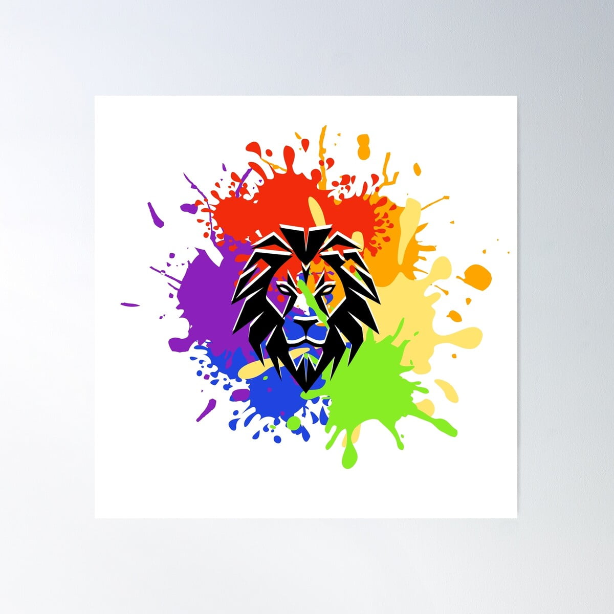 Lion Paint Splash Poster Wall Art, Modern Wall Decor For Living Room ...