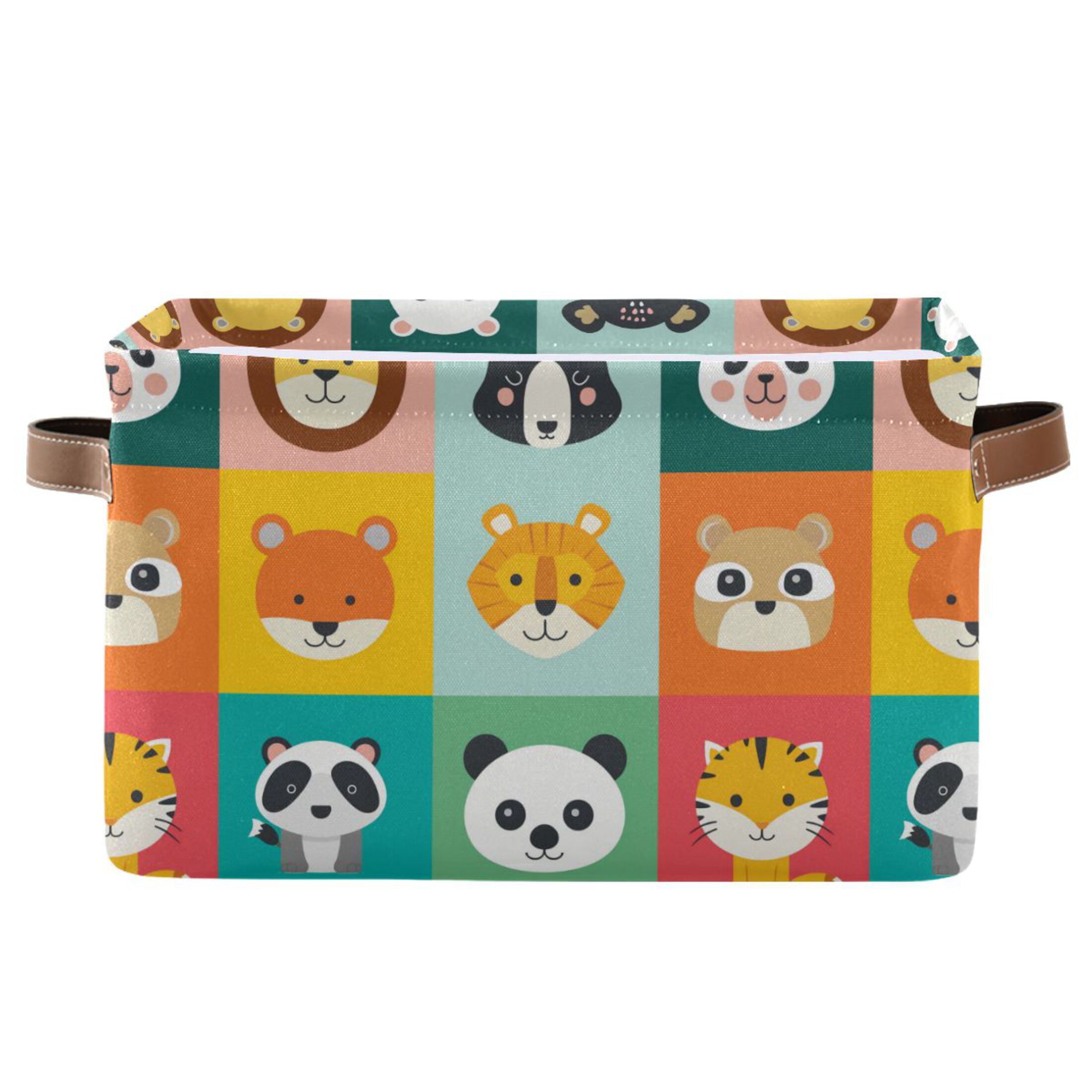 Lion Panda Fox Tiger Bear Storage Bins with Handle Fabric Organizer ...