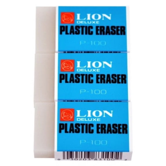 Lion High Quality Translucent White Plastic Erasers, Non-Abrasive, 3 ...