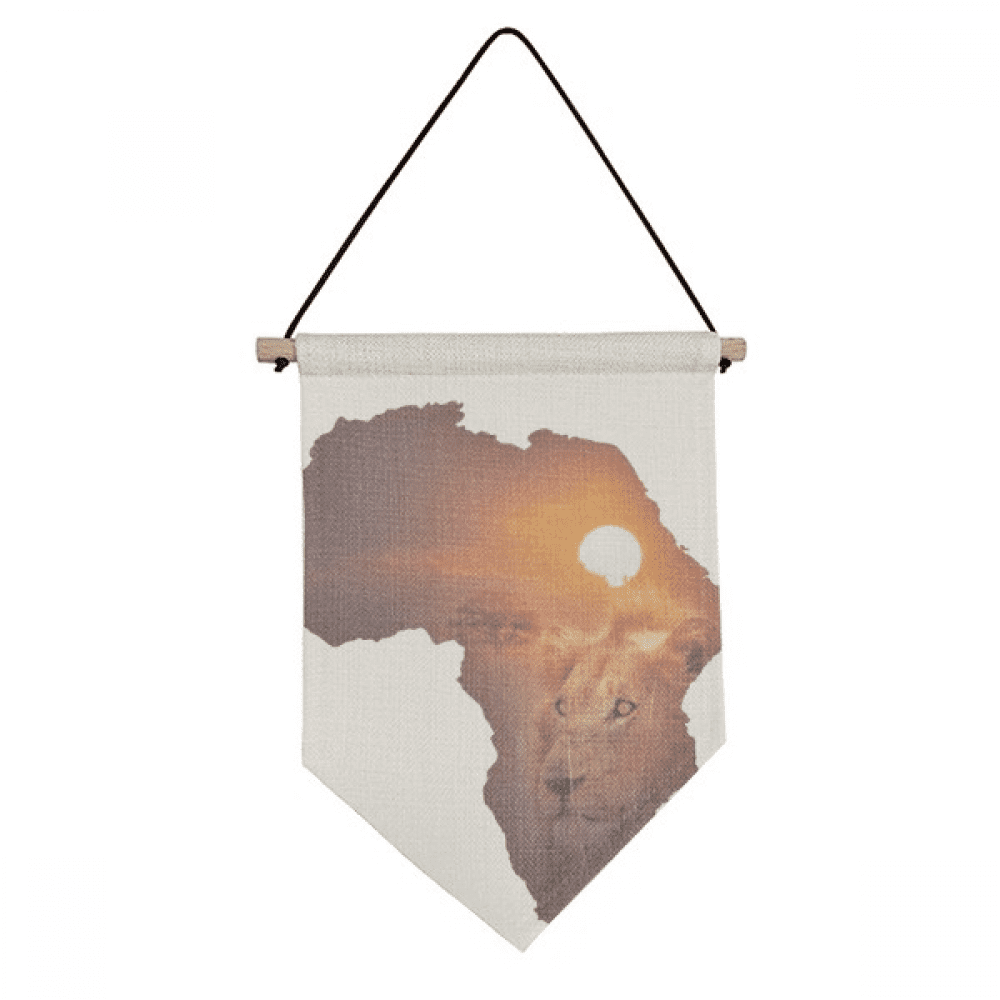 Lion Prairie African Continent Name Map Canvas Flag Hanging Wall Art ...