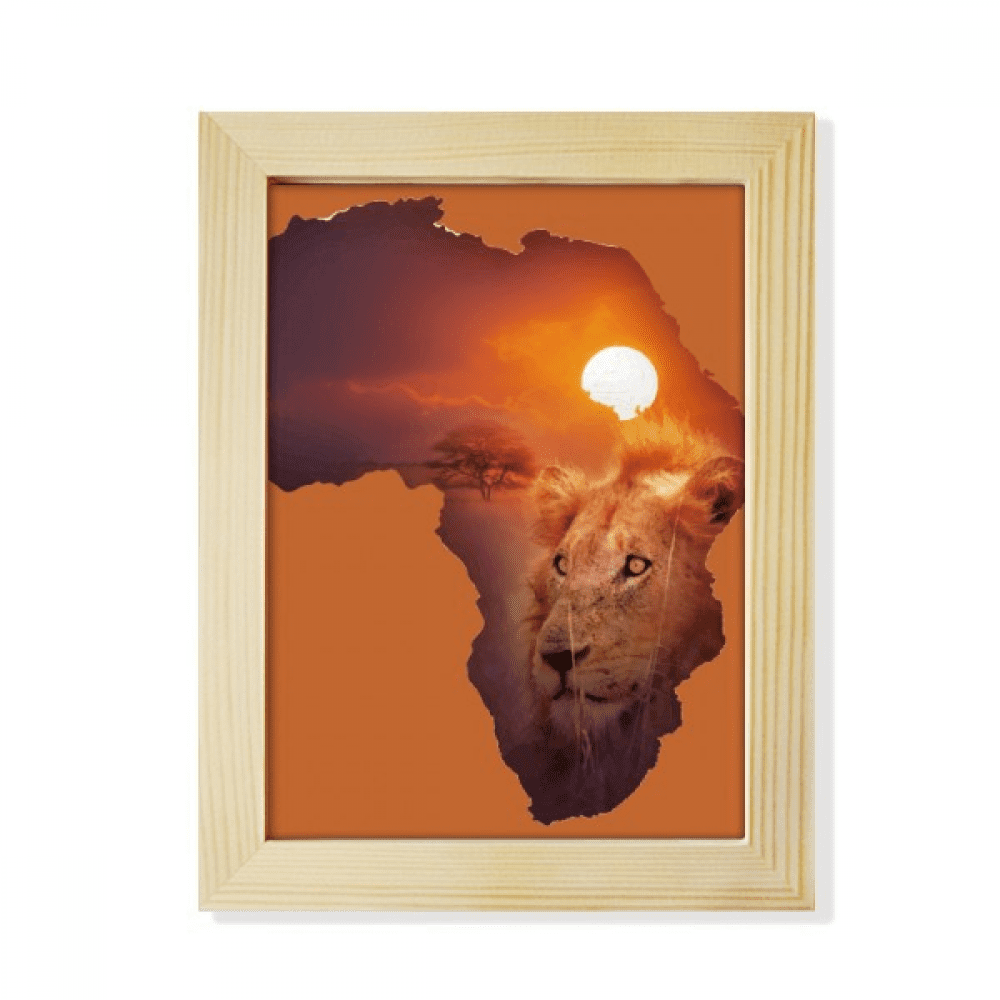 Lion Prairie African Continent Name Map Desktop Adorn Photo Frame ...