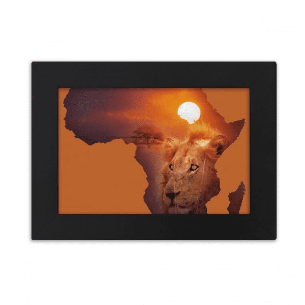Lion Prairie African Continent Name Map Desktop Photo Frame Ornaments ...