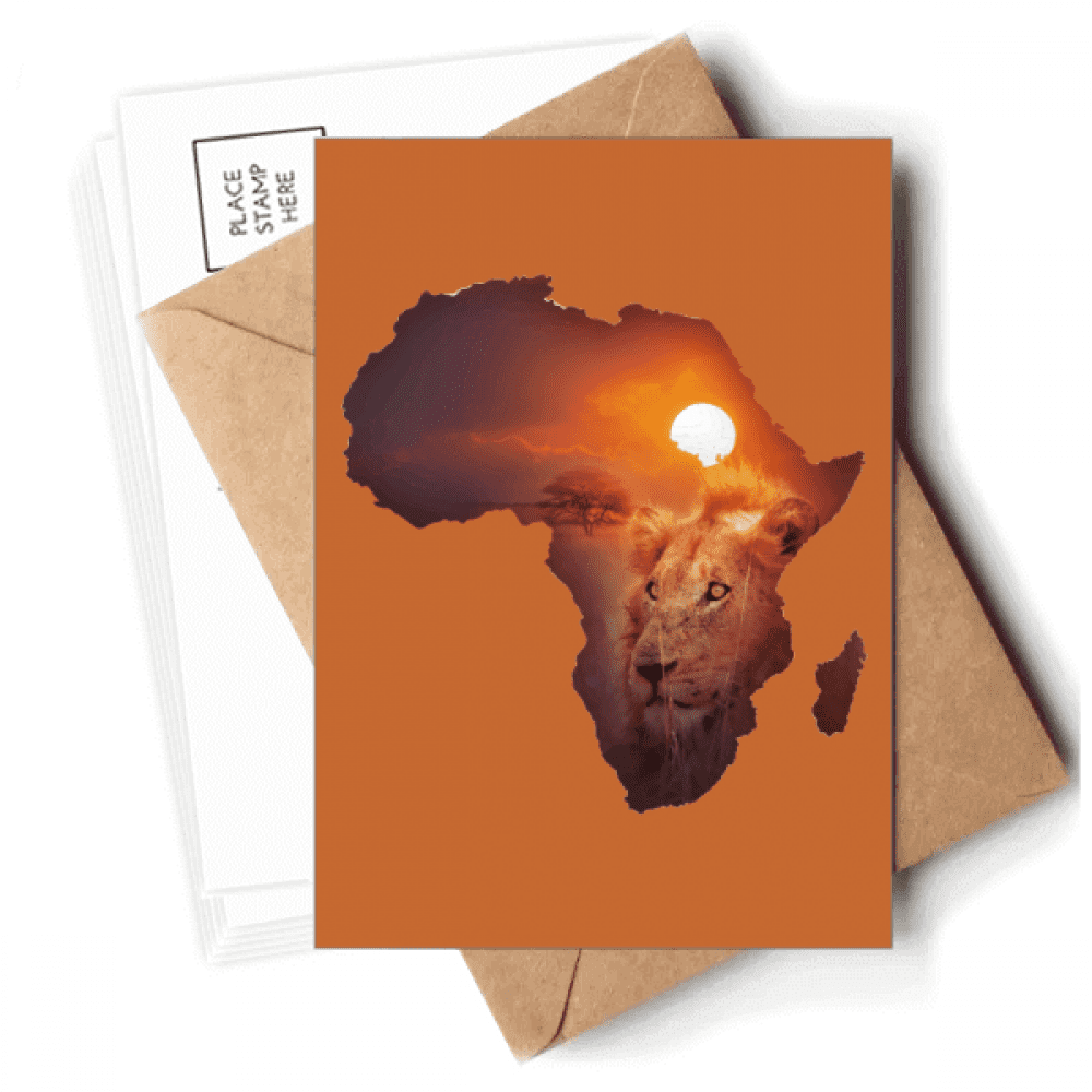 Lion Prairie African Continent Name Map Postcards Envelopes Blank Note ...