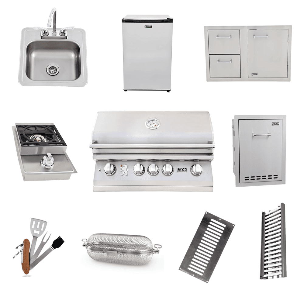 Lion Premium Outdoor Grill Kitchen Package#3 | 32" Propane Grill Set ...