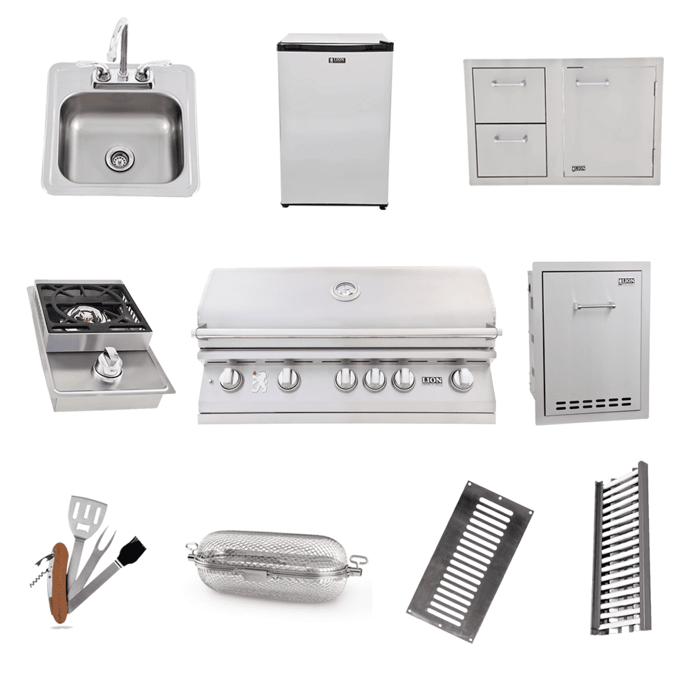"Lion Premium BBQ Kitchen Package#3 | 40"" Natural Gas Grill Set | Side ...