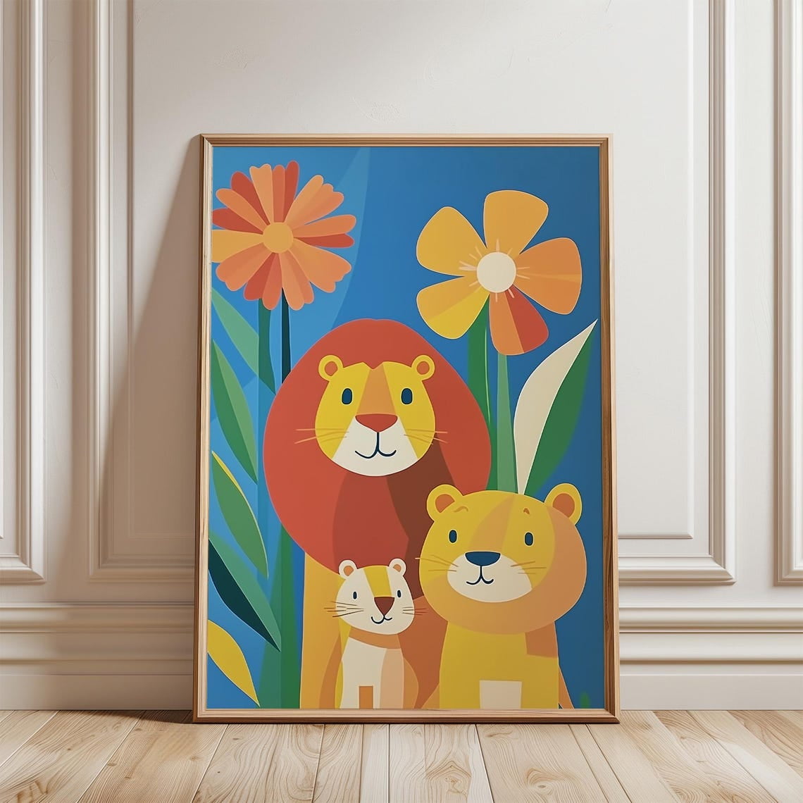 Lion Print, Colorful Safari Nursery Wall Art, Cute Kids Jungle Animal ...