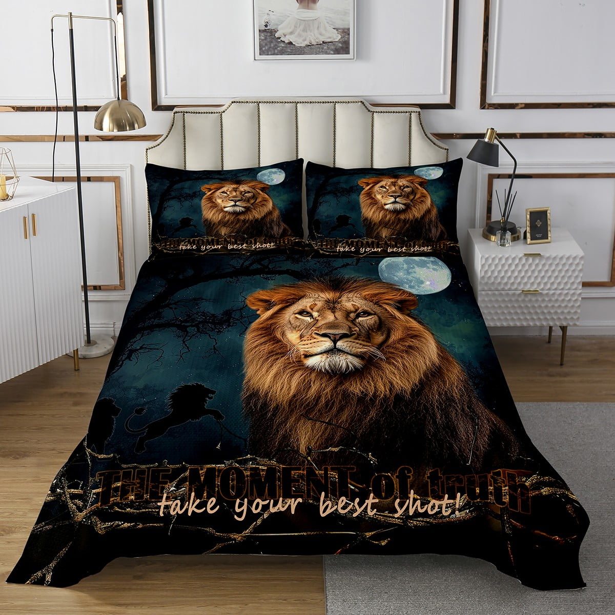 Lion Quilt Set Animal Bedspread Set Safari Bedding Sets,3D Animal ...