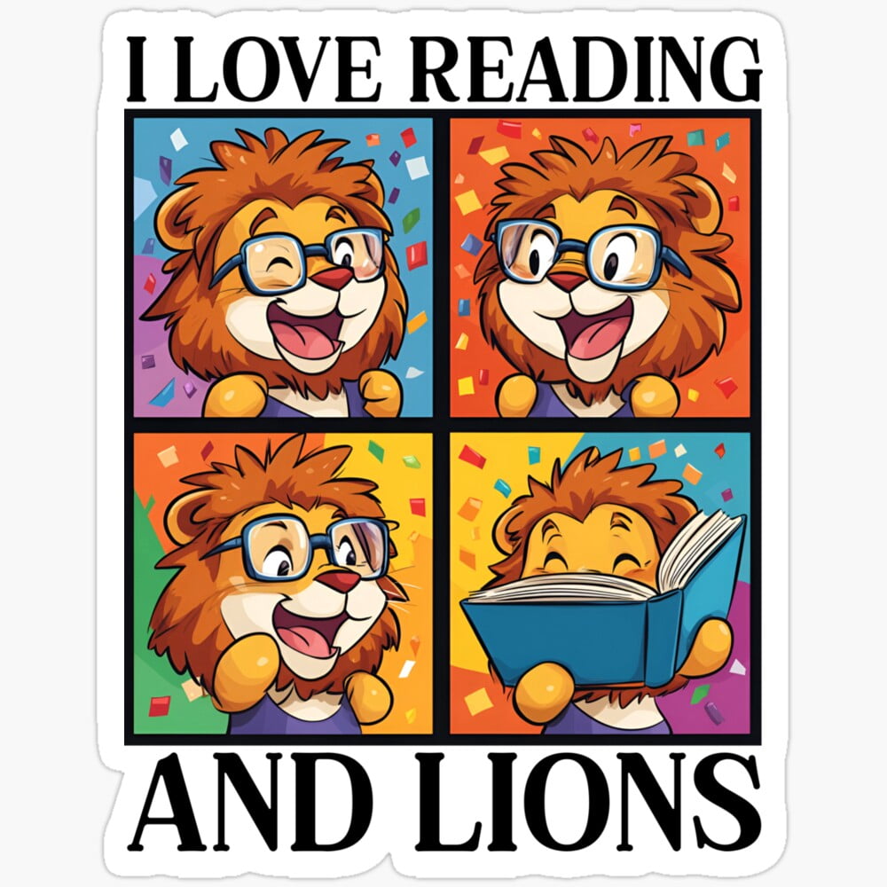 Lion Reading Book Safari Animal Stickerphone Decal Water Bottle ...
