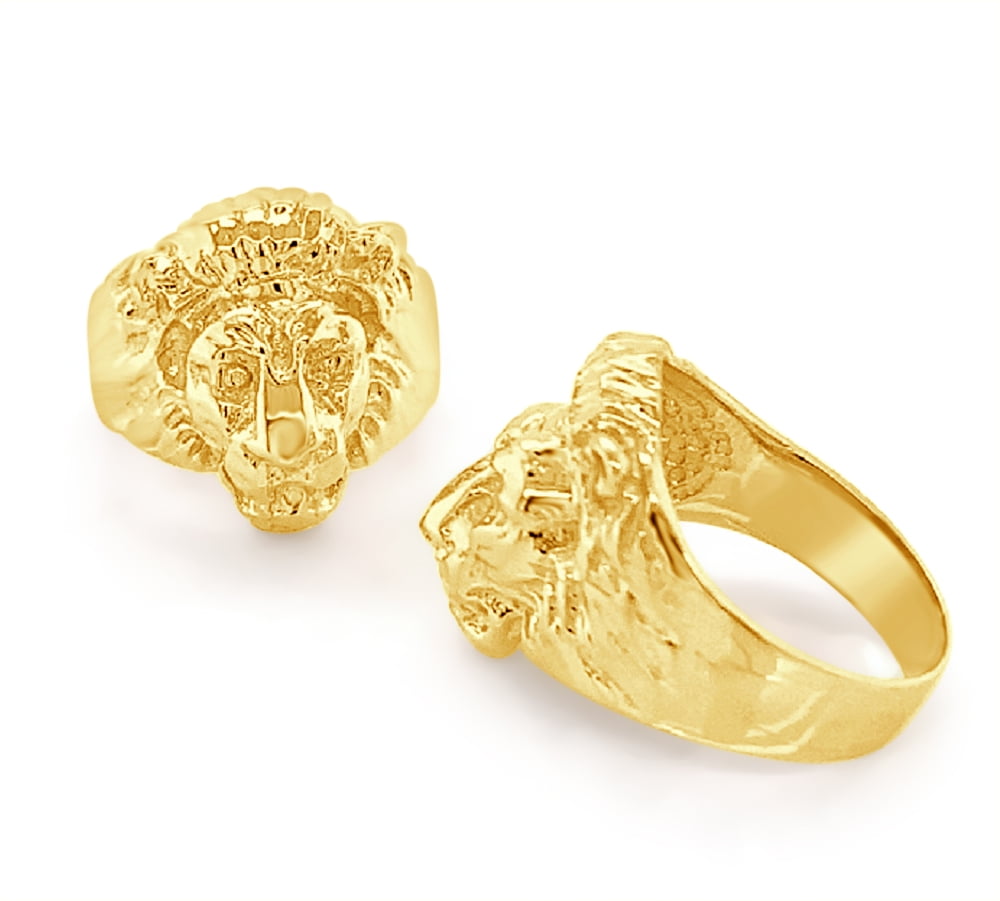 Lion Ring for Men 10K Gold Lion Head Design Ring (RS 8) - Walmart.com