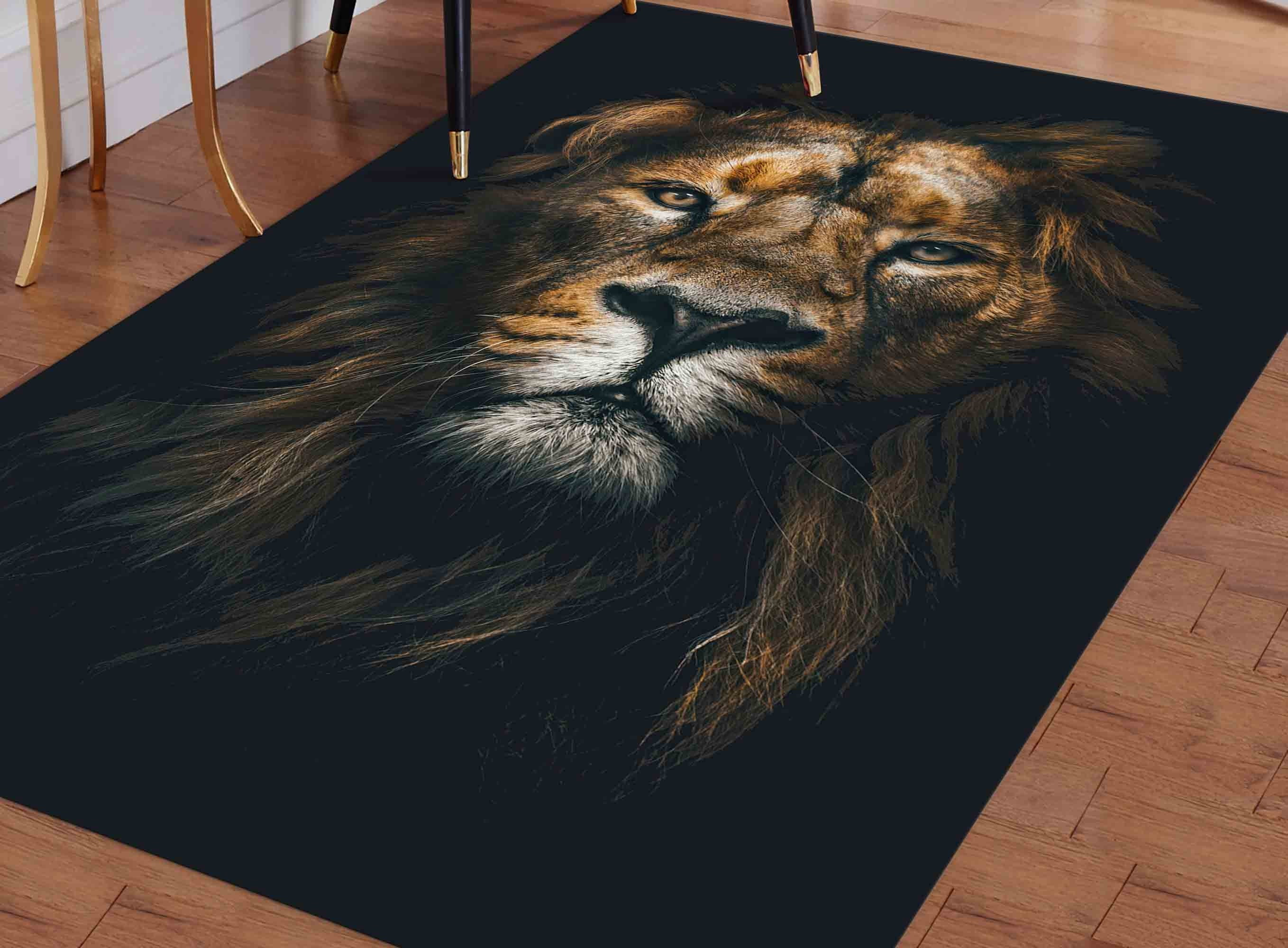 Lion Rug, Lion Lover Gift Rugs, Man Cave Rug, Animal Rugs, Step Rug ...