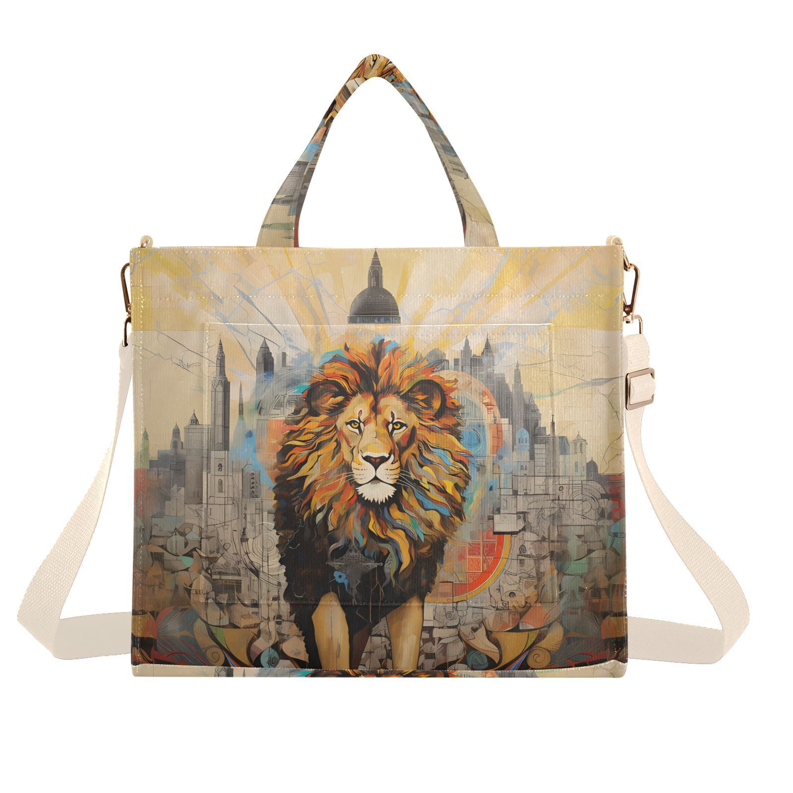 Lion Ruins Corduroy Tote Bag Handbag Large Messenger Bag Shoulder ...