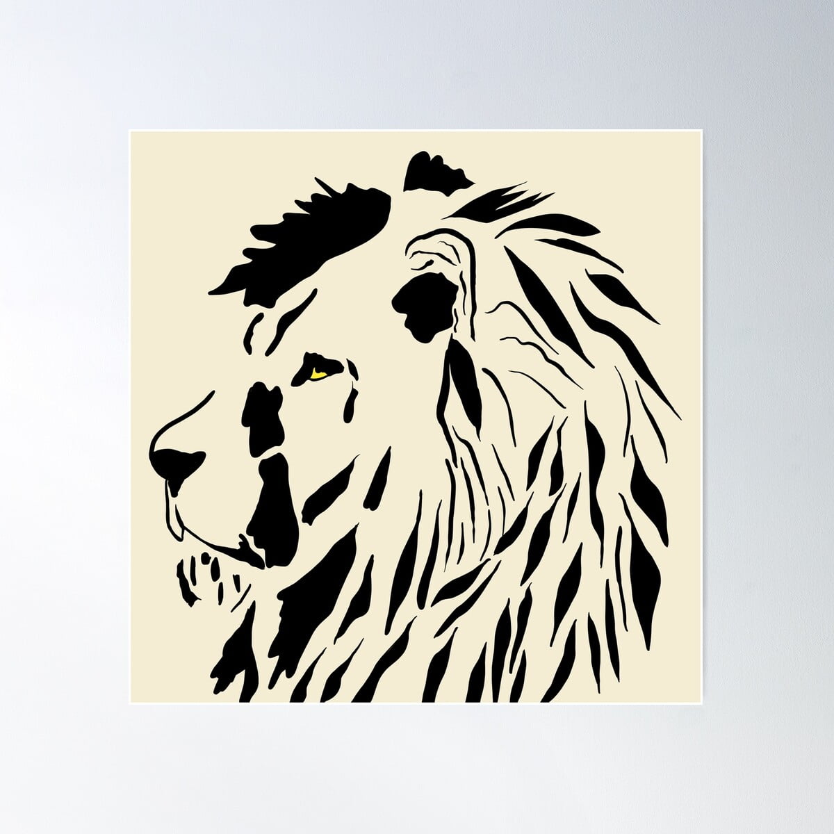 Lion’S Head Face Profile Negative Space Poster Wall Art, Modern Wall ...
