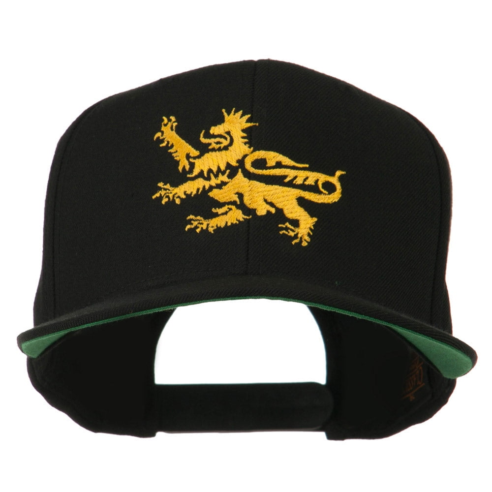 Lion Scroll Embroidered Flat Bill Cap - Black OSFM - Walmart.com