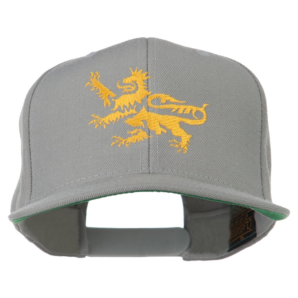 Lion Scroll Embroidered Flat Bill Cap - Silver OSFM - Walmart.com