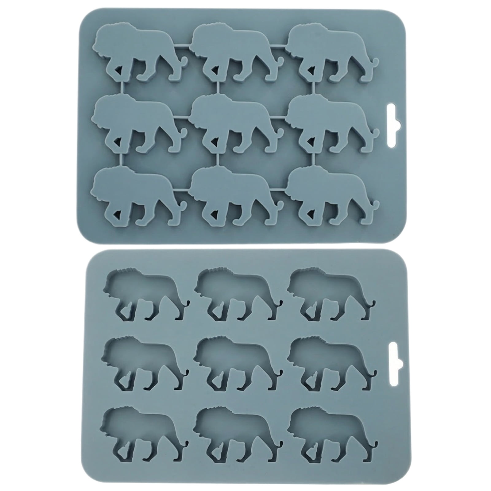 Lion Silicone Ice Mold, 9-Cavity Wild Kingdom Animal Shaped Tray for ...