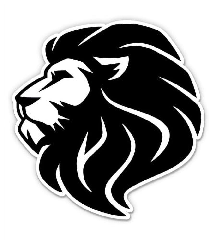 Lion Simple Black and White Drawing - 7" Vinyl Sticker - For Car Laptop ...