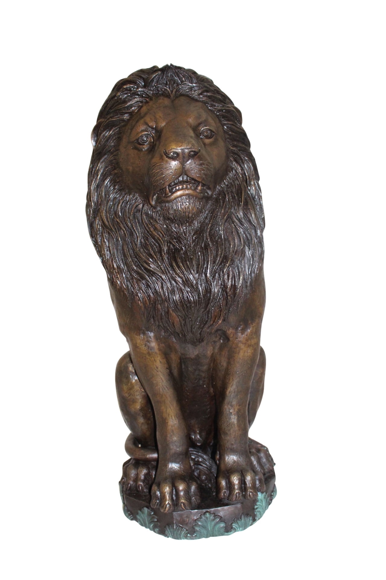 Lion Sitting on Base Bronze Statue – Modern Sculpture for Home, Garden ...