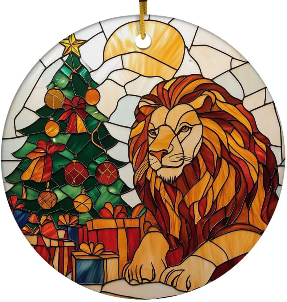 Lion Stained Glass Ornaments, Lion Ornament,Lion Christmas Tree ...
