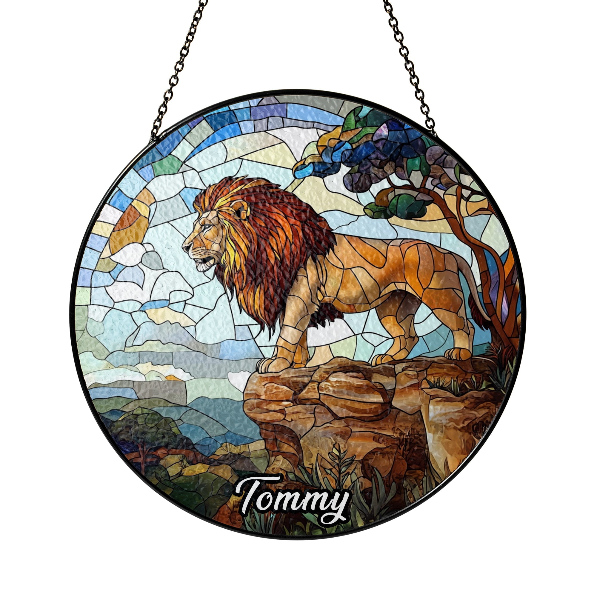 Lion Stained Glass Suncatcher - Majestic King of the Jungle Window ...
