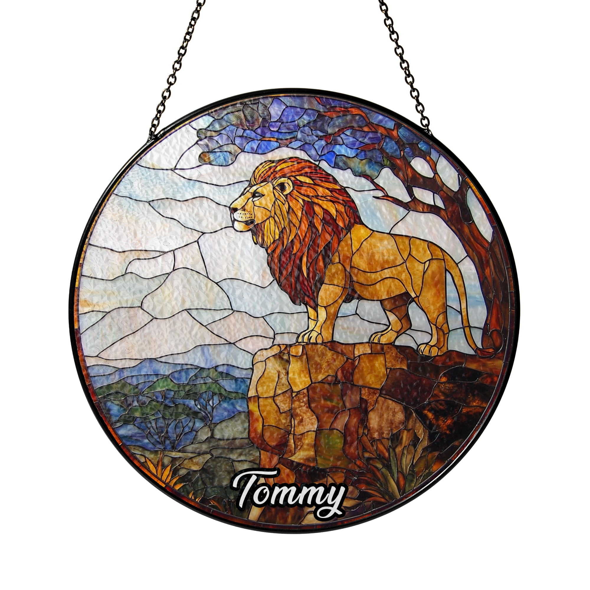 Lion Stained Glass Suncatcher - Majestic King of the Jungle Window ...