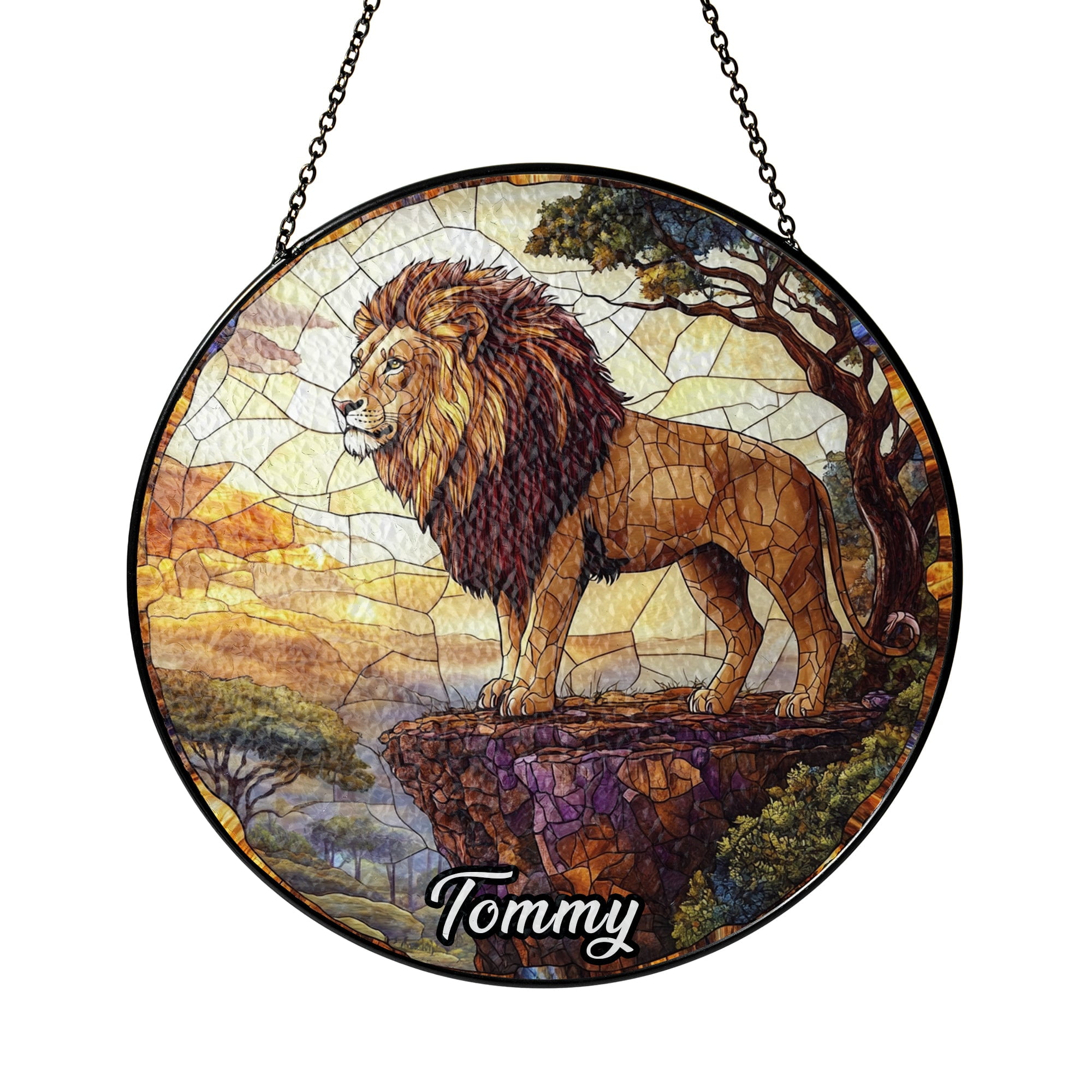 Lion Stained Glass Suncatcher - Majestic King of the Jungle Window ...