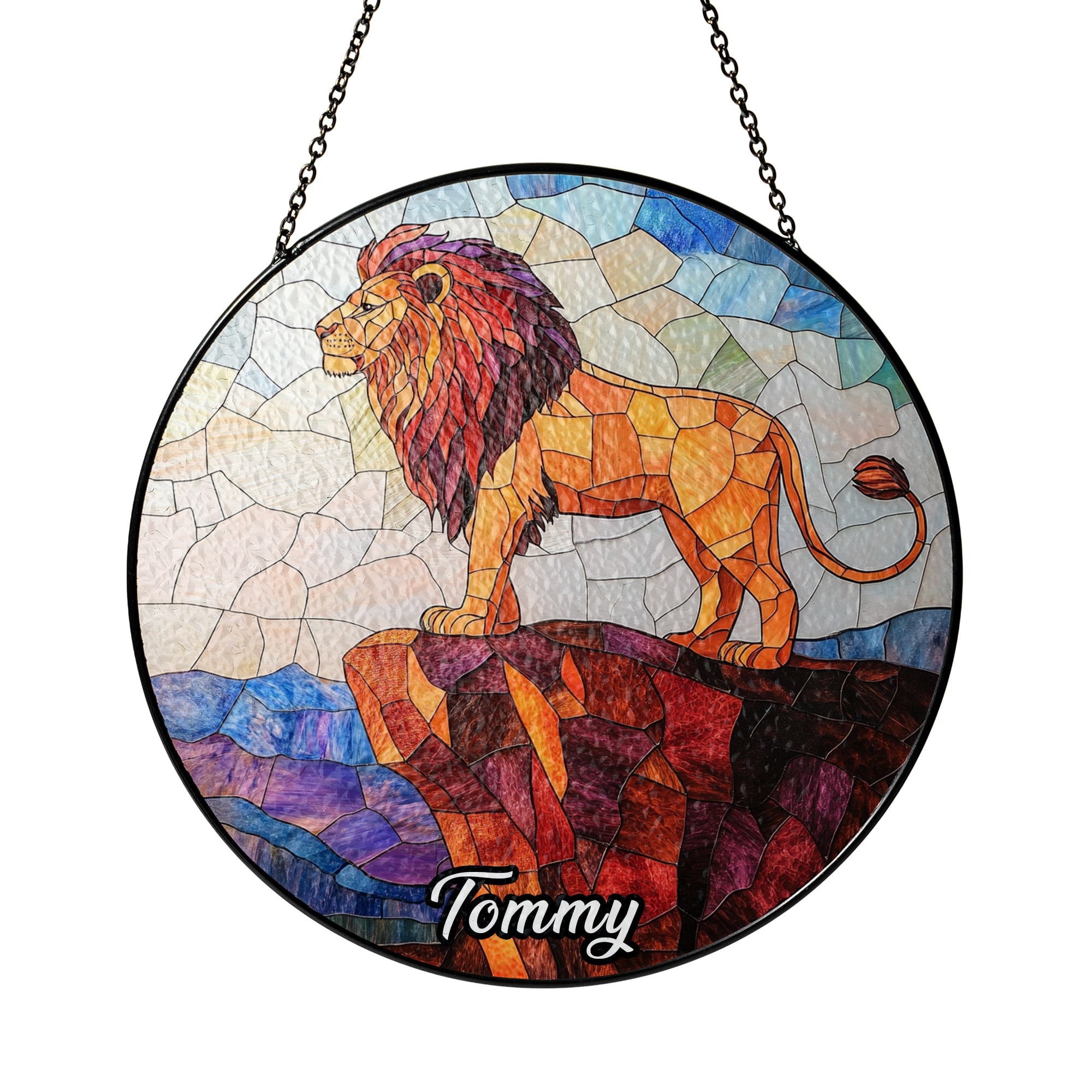 Lion Stained Glass Suncatcher - Majestic King of the Jungle Window ...