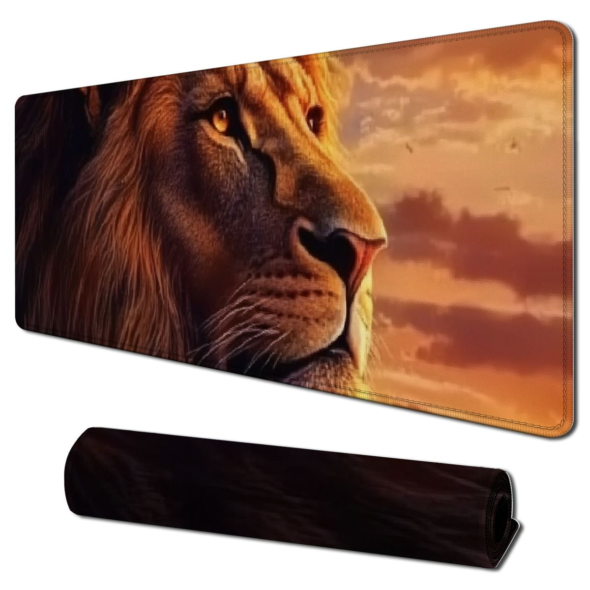 Lion Standing on Top of Mountain Dusk Large Mouse Pad Gaming Mousepad ...