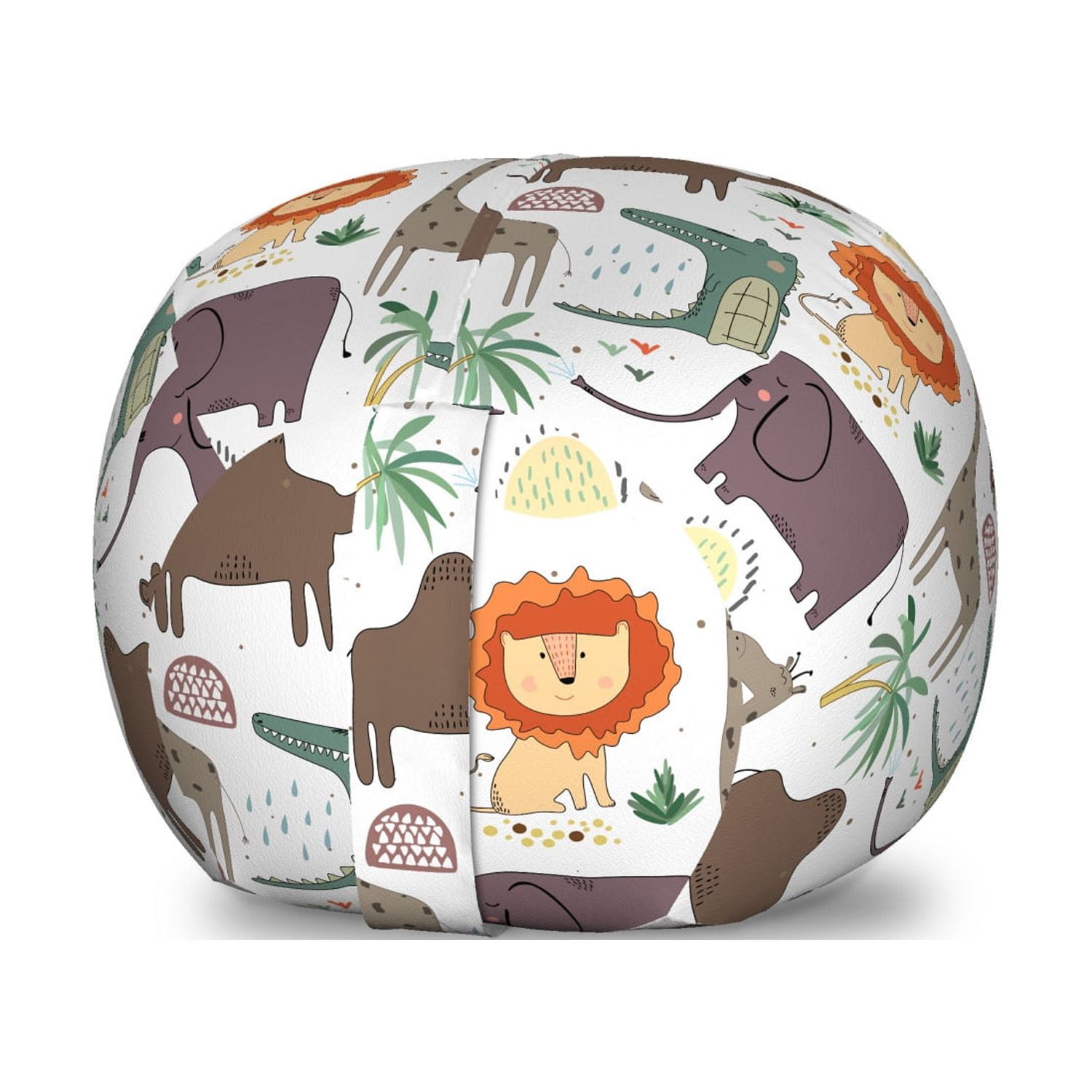 Lion Storage Toy Bag Chair, Funny Wildlife Illustrations in Cartoon ...