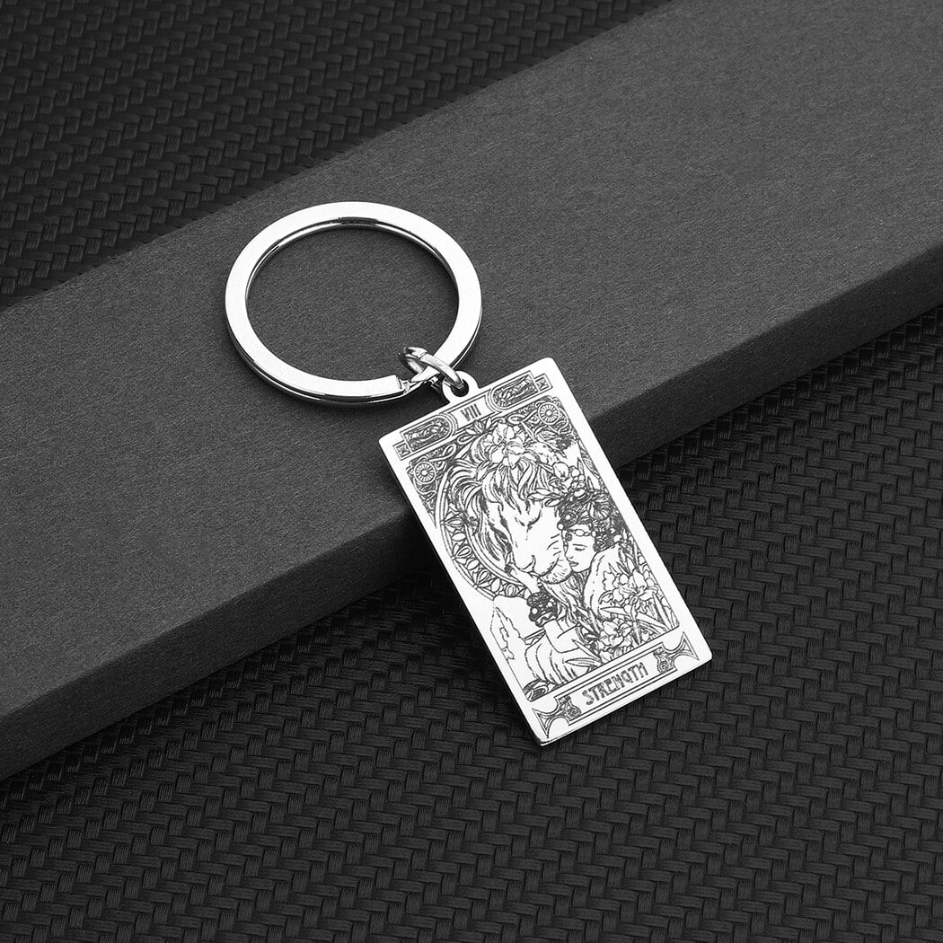 Lion Strength Tarot Key Chain for Men Women Keyring Gifts Stainless ...