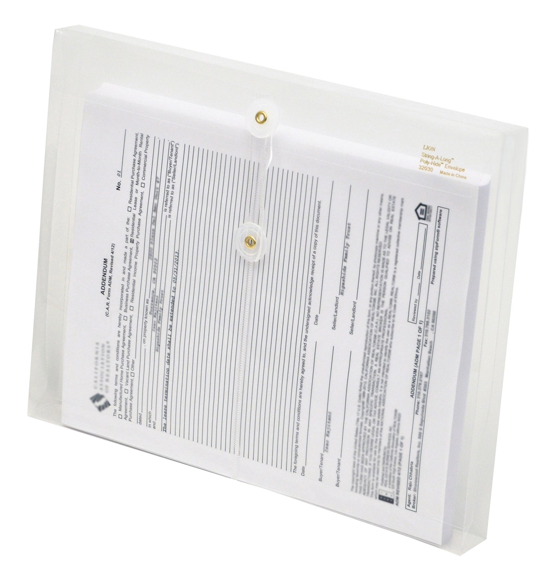 Lion String-A-Long Clear Poly Envelopes with Gusset, Letter, Side Load ...