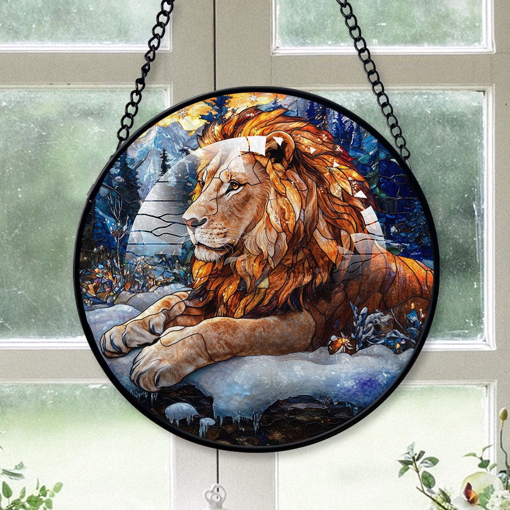 Lion Suncatchers For Christmas, Lion Stained Glass Window Hangings ...