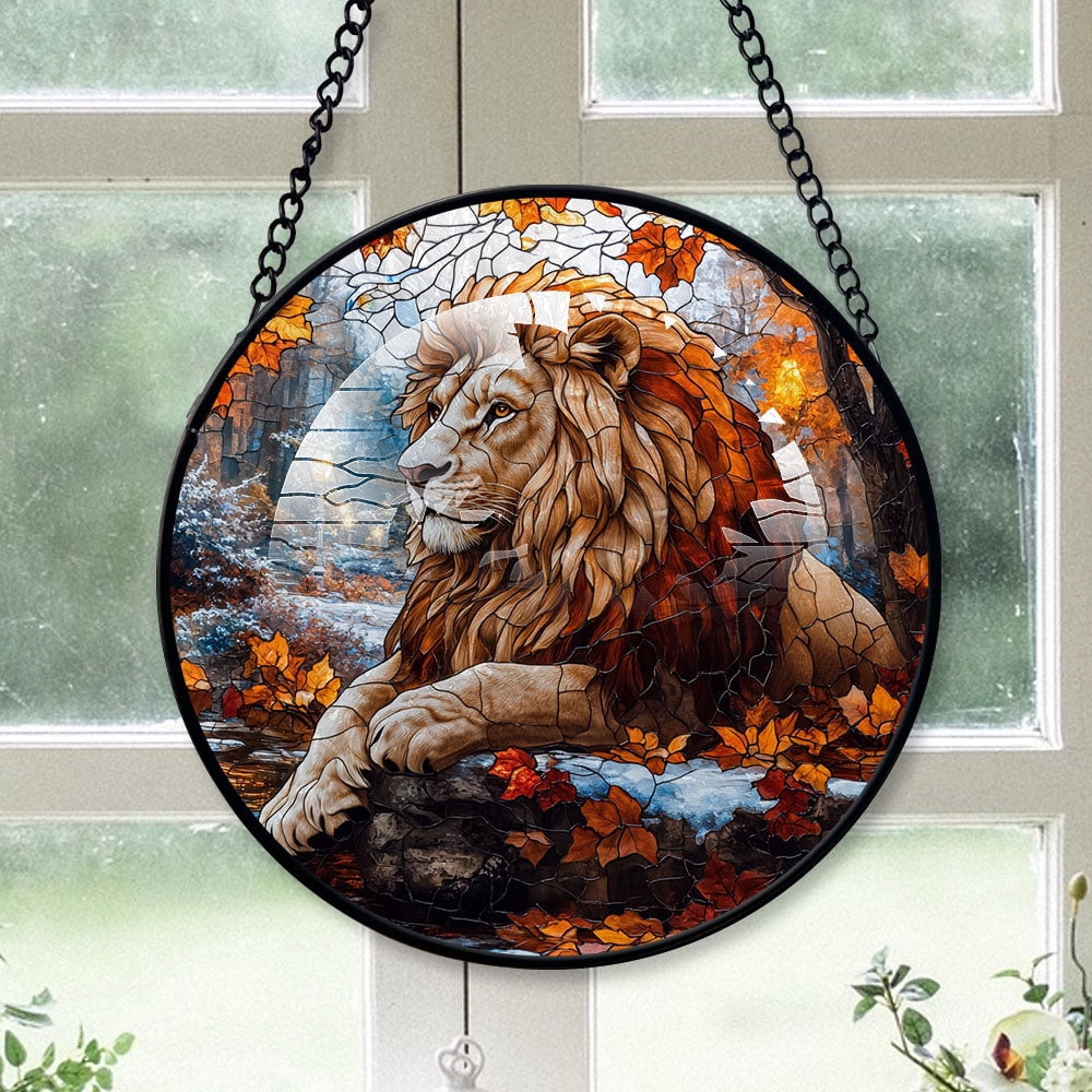 Lion Suncatchers Christmass, Lion Stained Glass Window Hangings, Lion ...