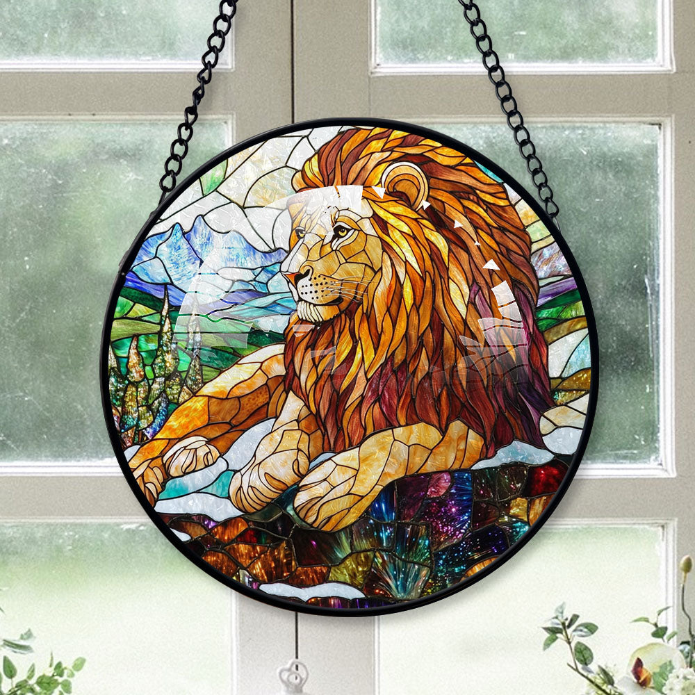Lion Suncatchers Christmass, Lion Stained Glass Window Hangings, Lion ...