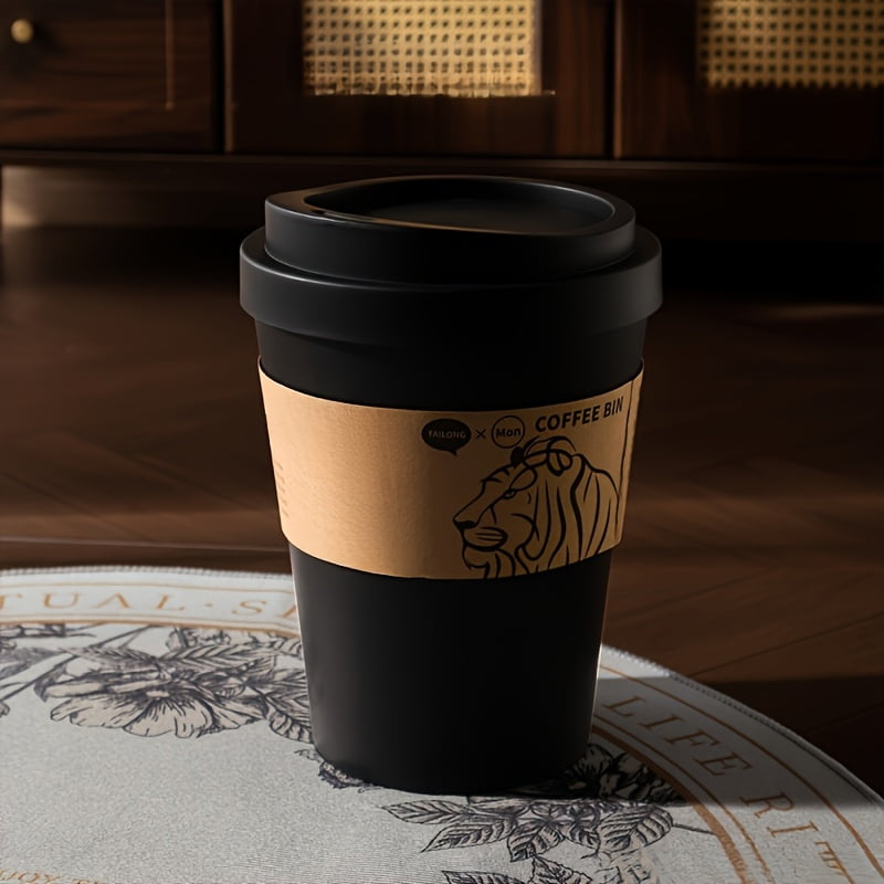 Lion-Themed Trash Can with Odor-Proof Press-to-Open Lid, Large Capacity ...
