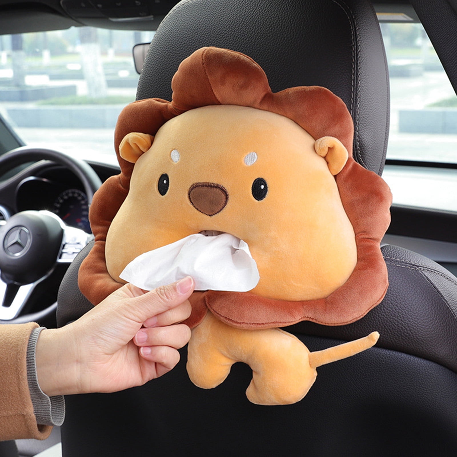 Lion Tissue Box Cover Plush Tissue Box Holder for Car, Home, Decorative ...