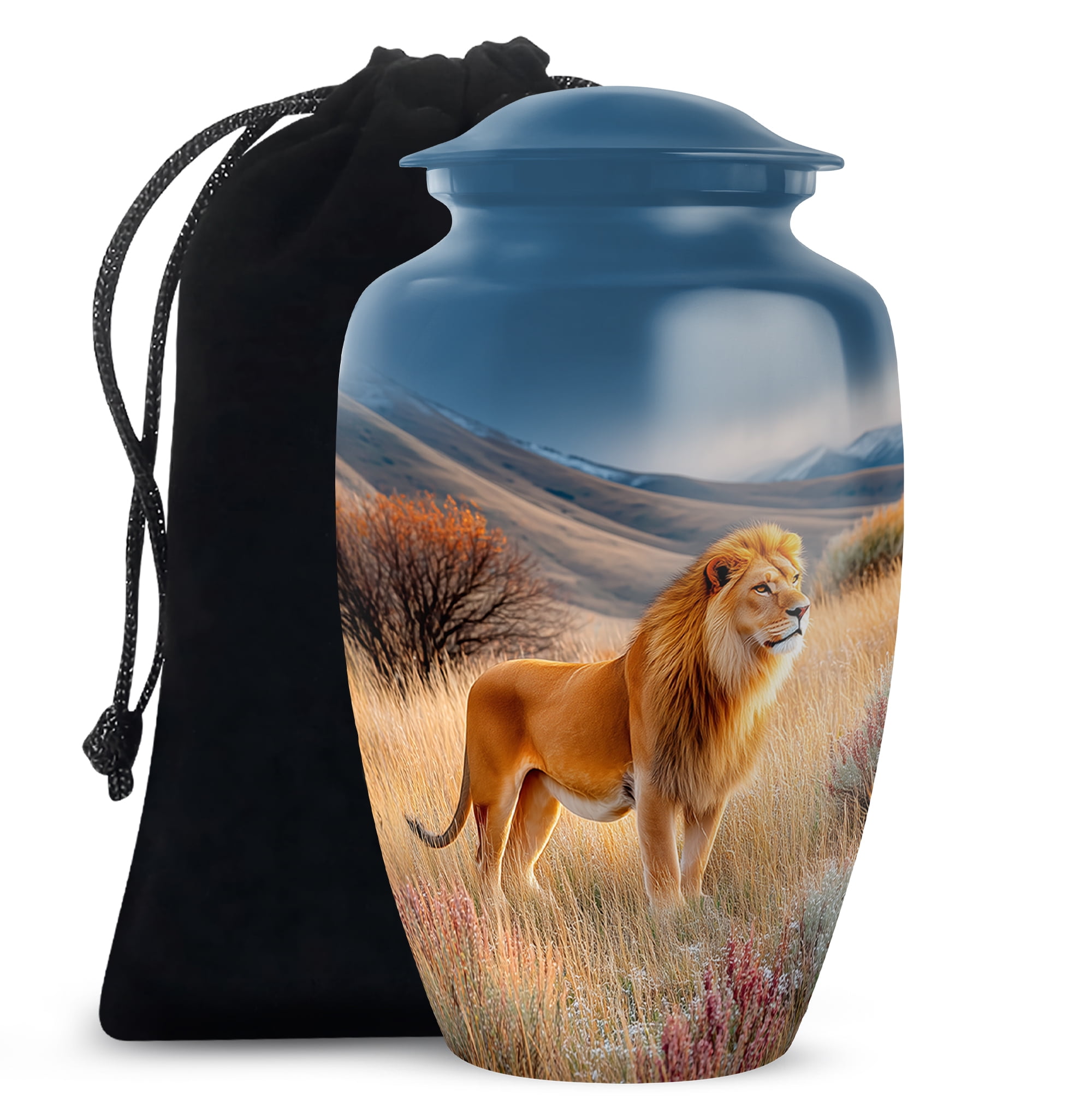 Lion Urns for Human Ashes, Lion Theme Keepsake Cremation Urn, Aluminum ...
