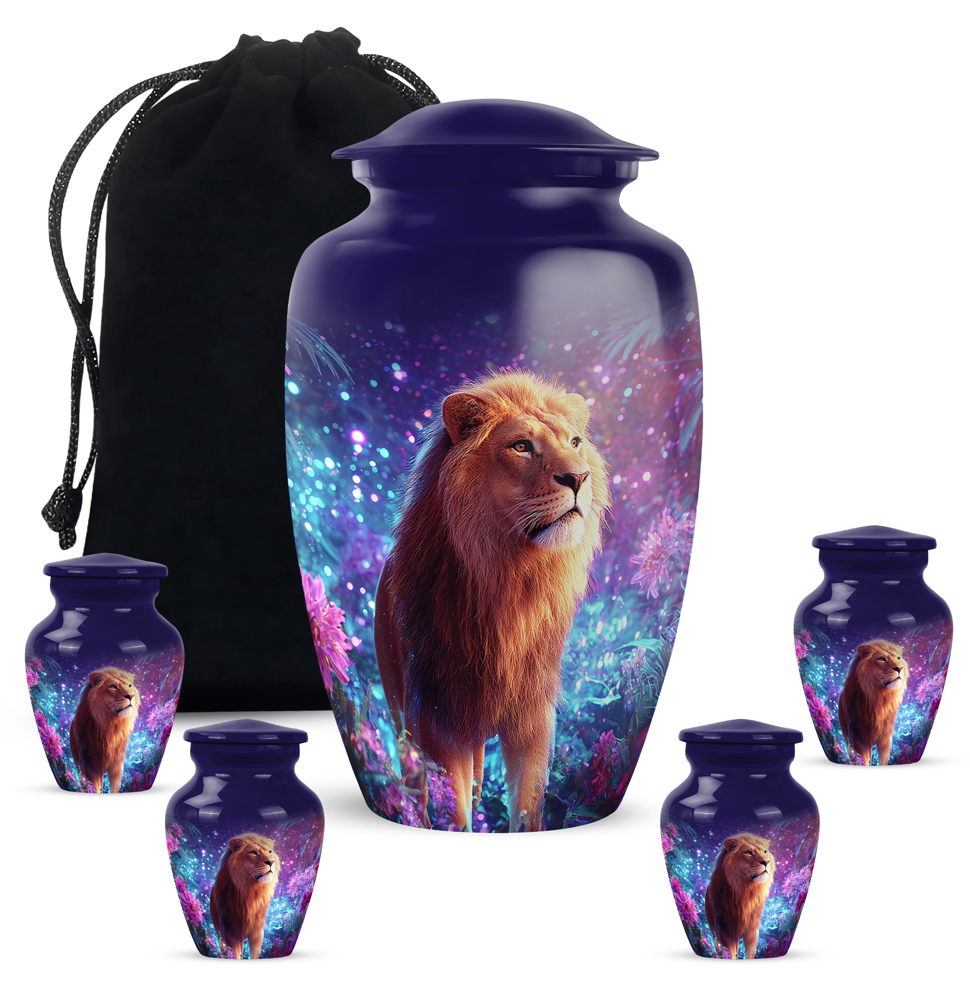 Lion Urns for Human Ashes Set, Cremation Funeral Urn for Human Ashes ...