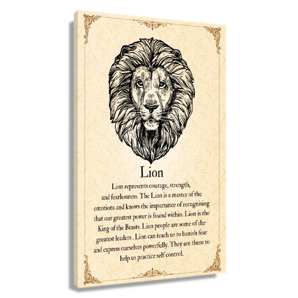 Lion Wall Art Knowledge Poster Vintage Animal Wall Art Canvas Artwork ...