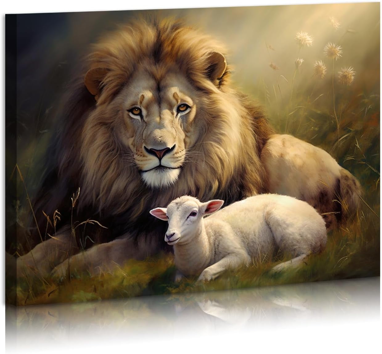 Lion Wall Art Lamb Canvas Prints Jesus Awesome Lamb and Lion Canvas ...