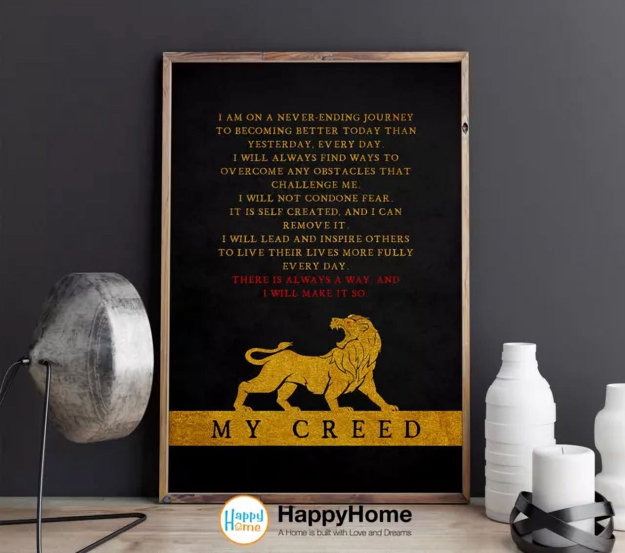 Lion Wall Art Motivational Inspiration Quotes Wall Art My Creed Art ...
