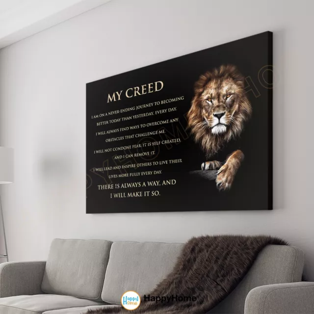 Lion Wall Art My Creed Motivational Quotes Inspirational Print Art Home ...