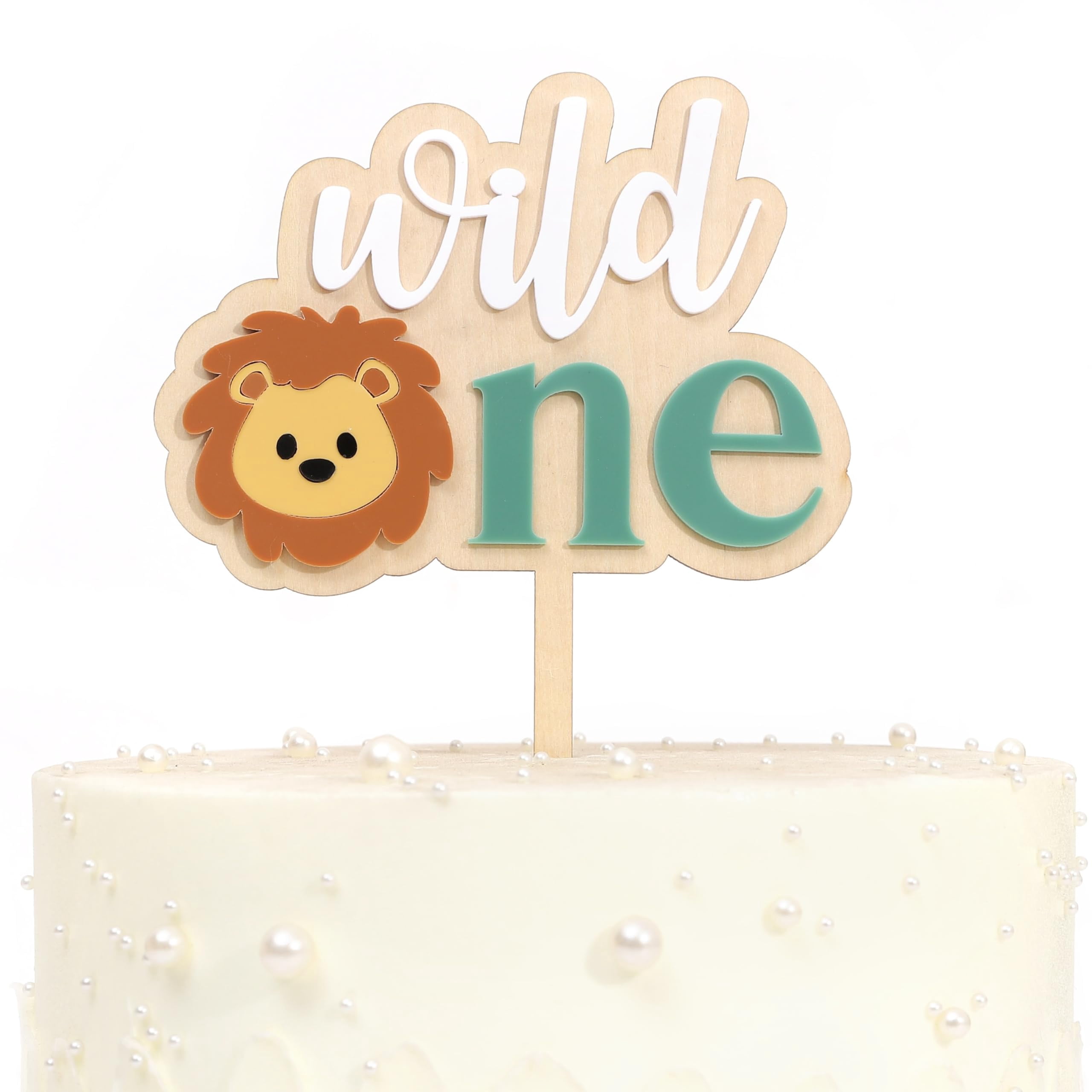 Lion Wild One FEV6 Cake Topper - Wooden and Acrylic Jungle Safari 1st ...